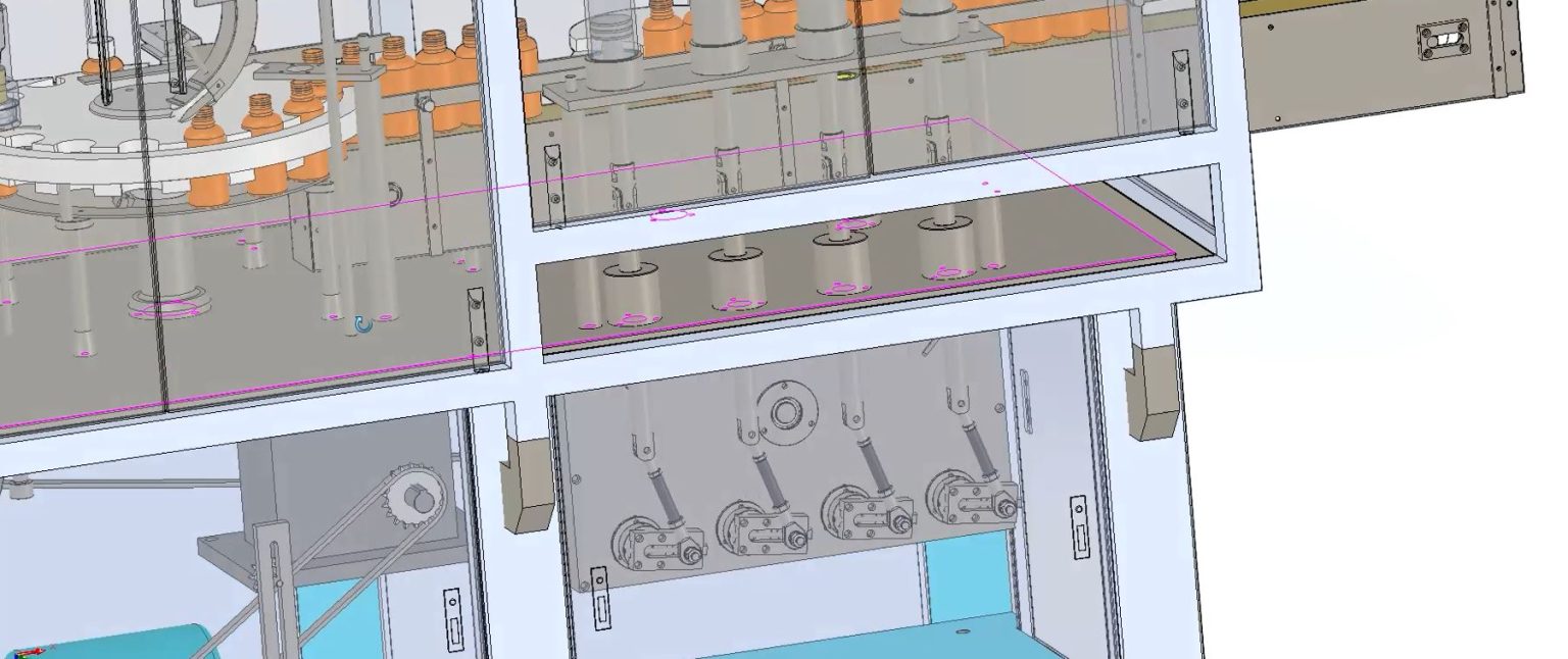 industrial 3D model Linear capping machine 5 heads, Bottle cap screwing ...