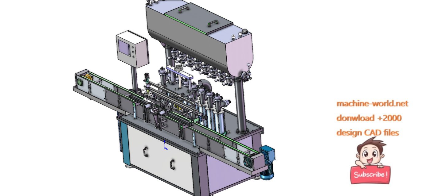 industrial 3D model 8 head filling machine - MACHINE - WORLD