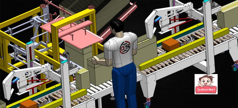 industrial 3D model Automatic carton feeding and gluing machine ...