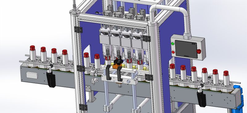 industrial 3D model Linear capping machine 5 heads, Bottle cap screwing ...