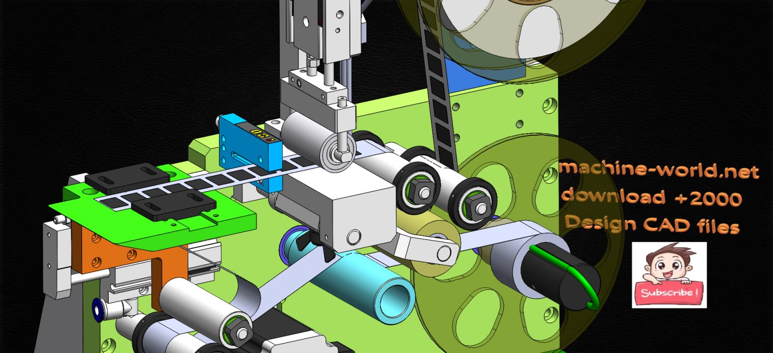 industrial 3D model Small peel off label mechanism - MACHINE - WORLD