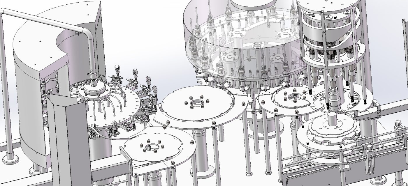 industrial 3D model rotary filling machine 18 heads Three in one ...