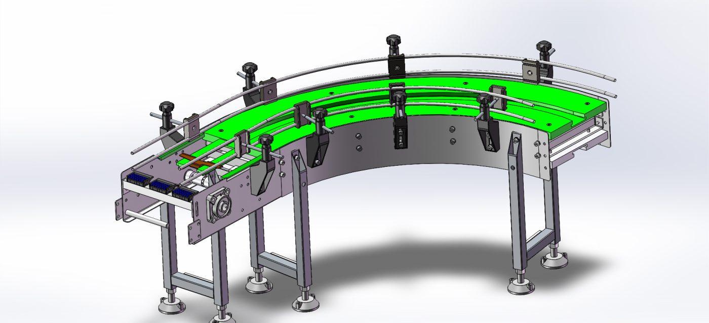 industrial 3D model Curved plastic chain conveyor - MACHINE - WORLD