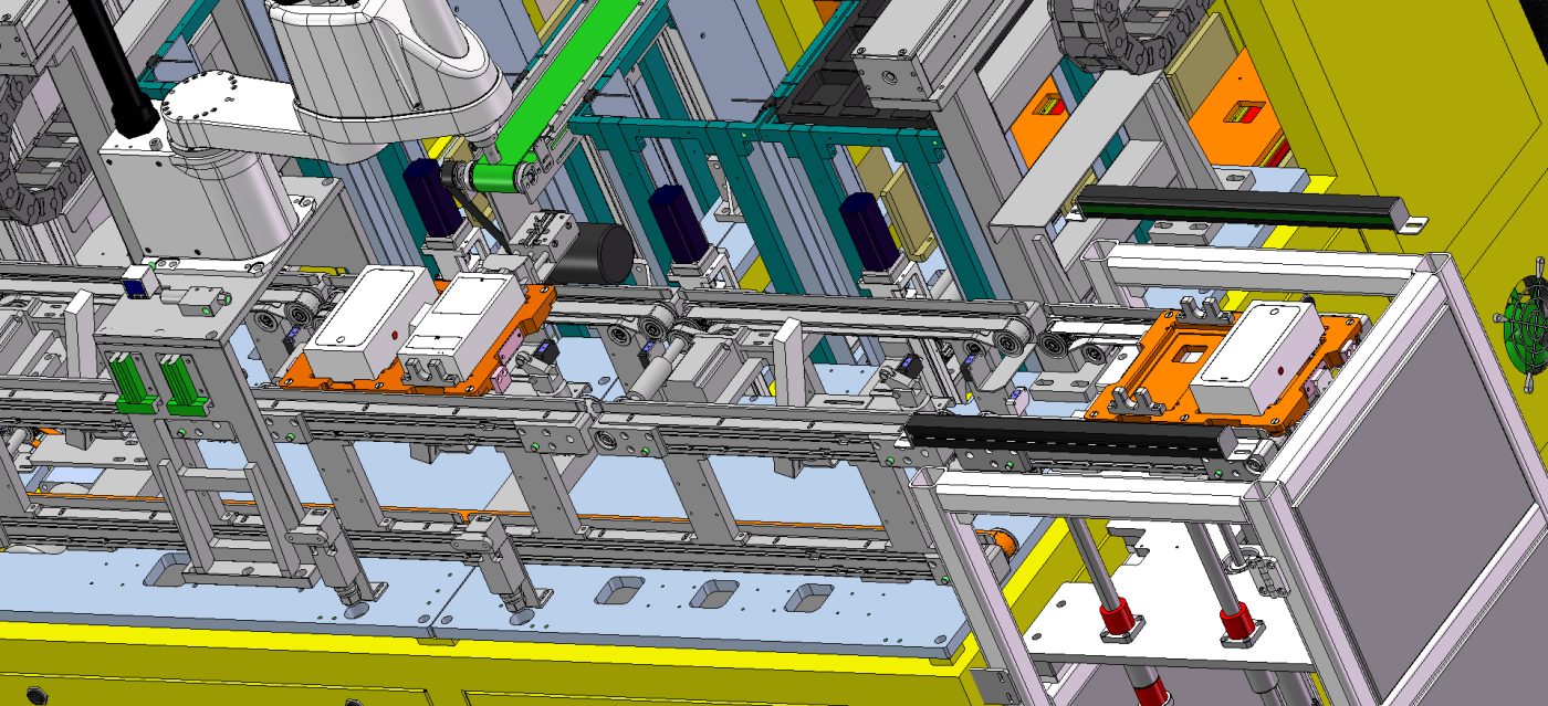 industrial 3D model Automatic assembly line labeling mobile phone box ...