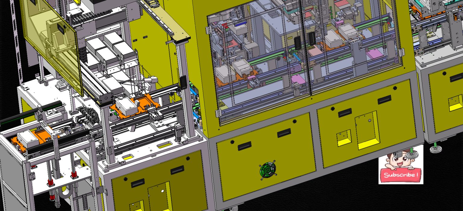 industrial 3D model Automatic assembly line labeling mobile phone box ...