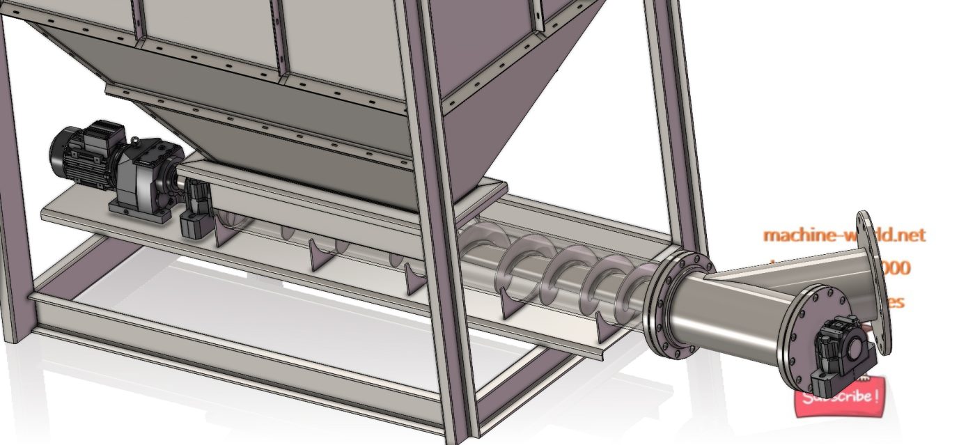 industrial 3D model Screw conveyor with silo - MACHINE - WORLD