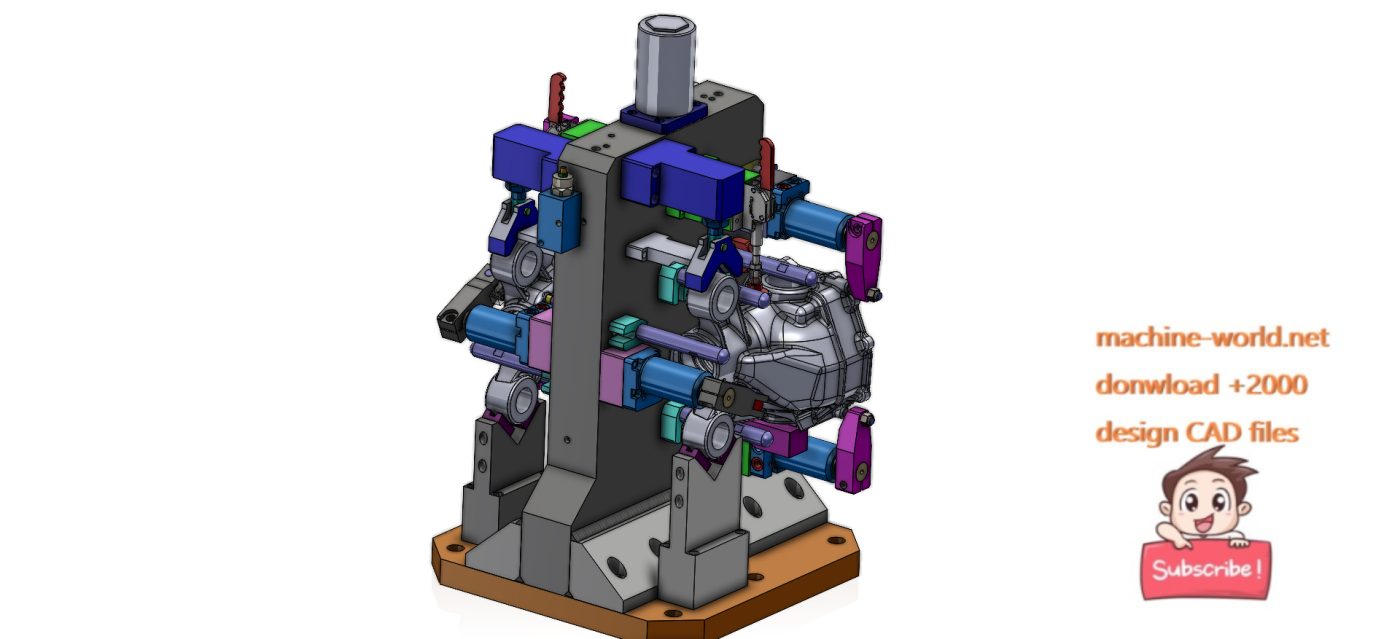 industrial 3D model Two station hydraulic clamping fixture - MACHINE ...