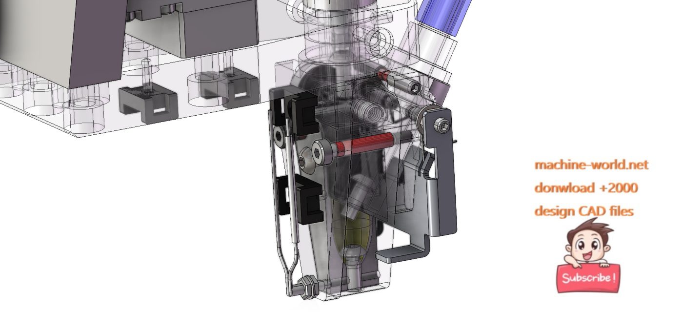 industrial 3D model Vacuum tube screw locking mechanism - MACHINE - WORLD