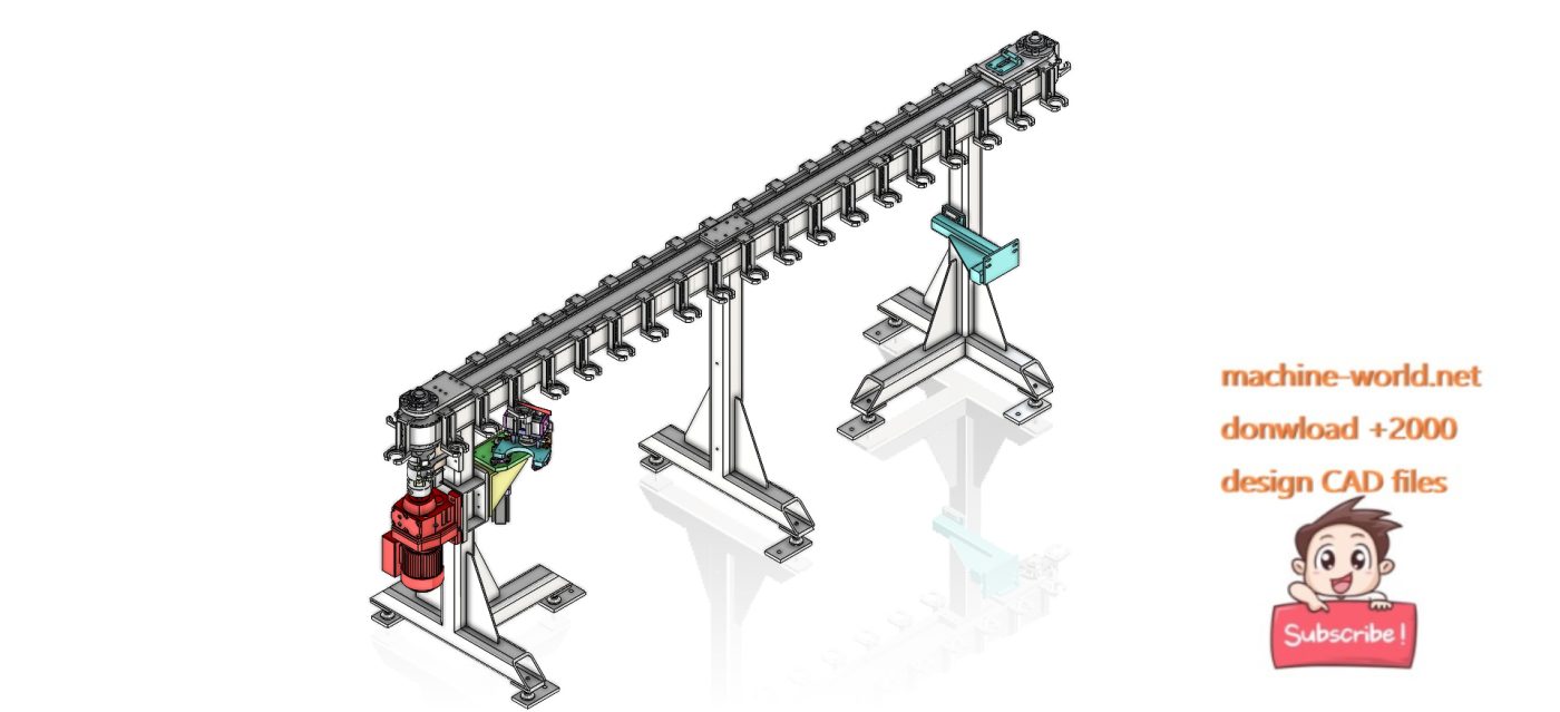 industrial 3D model Electric motor assembly rotary hanging conveyor ...