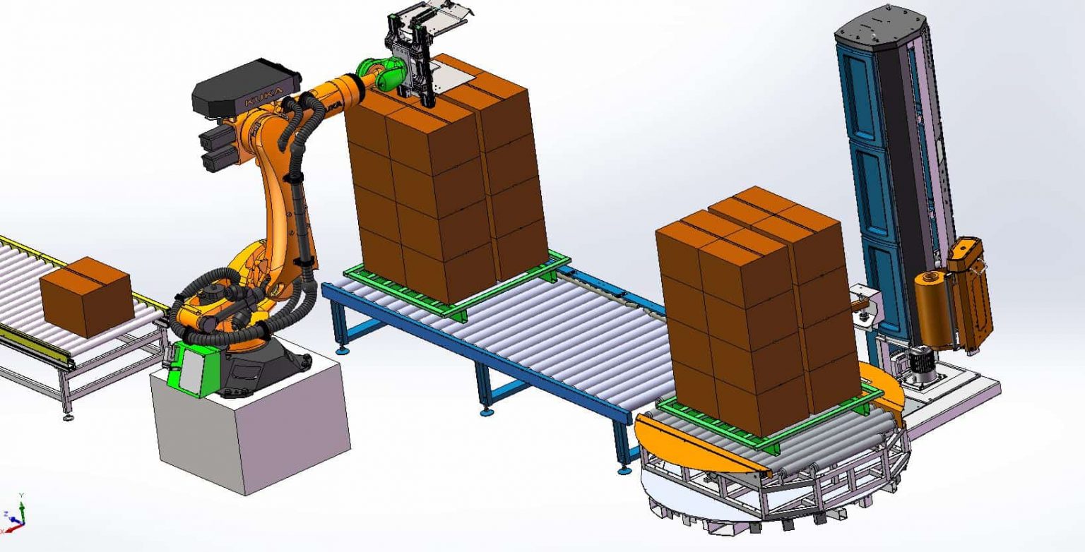 industrial 3D model Carton film wrapping line - MACHINE - WORLD