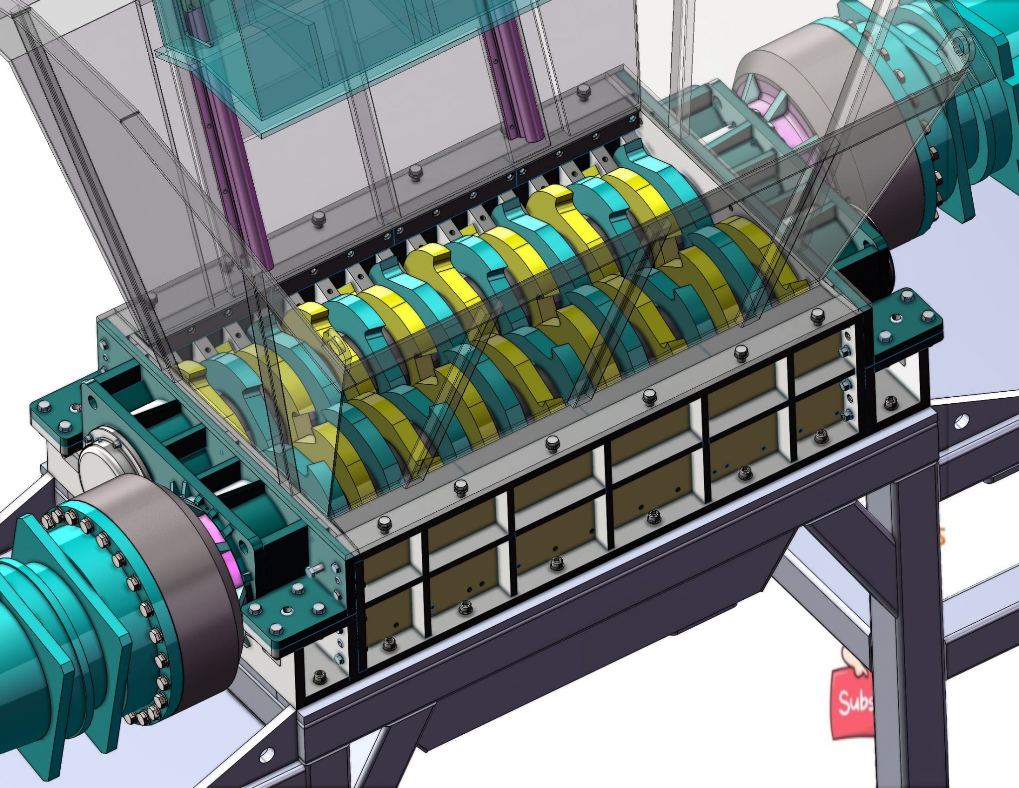 industrial 3D model High efficiency twin shaft shredder - MACHINE - WORLD