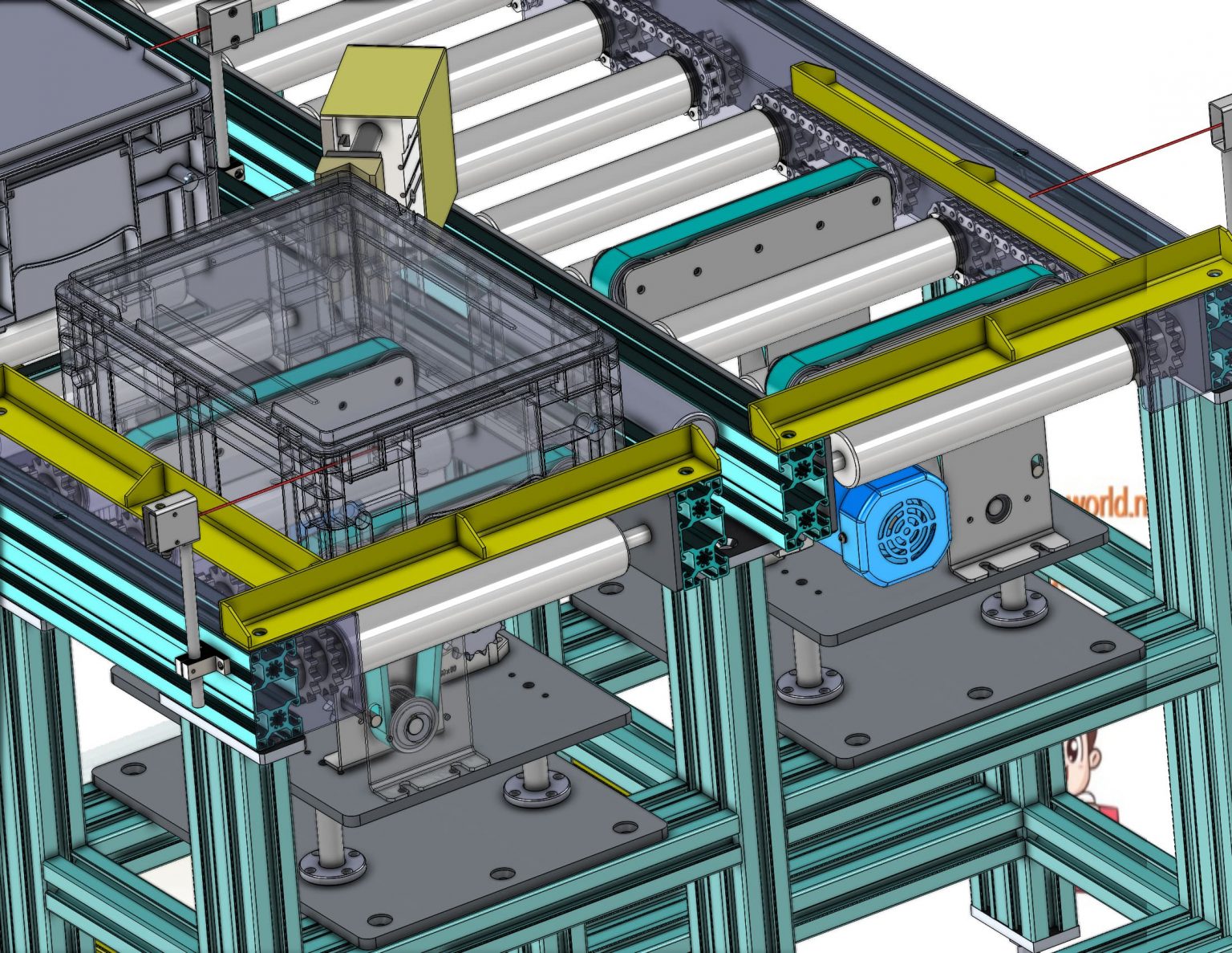 industrial 3D model Roller chain conveyor - MACHINE - WORLD