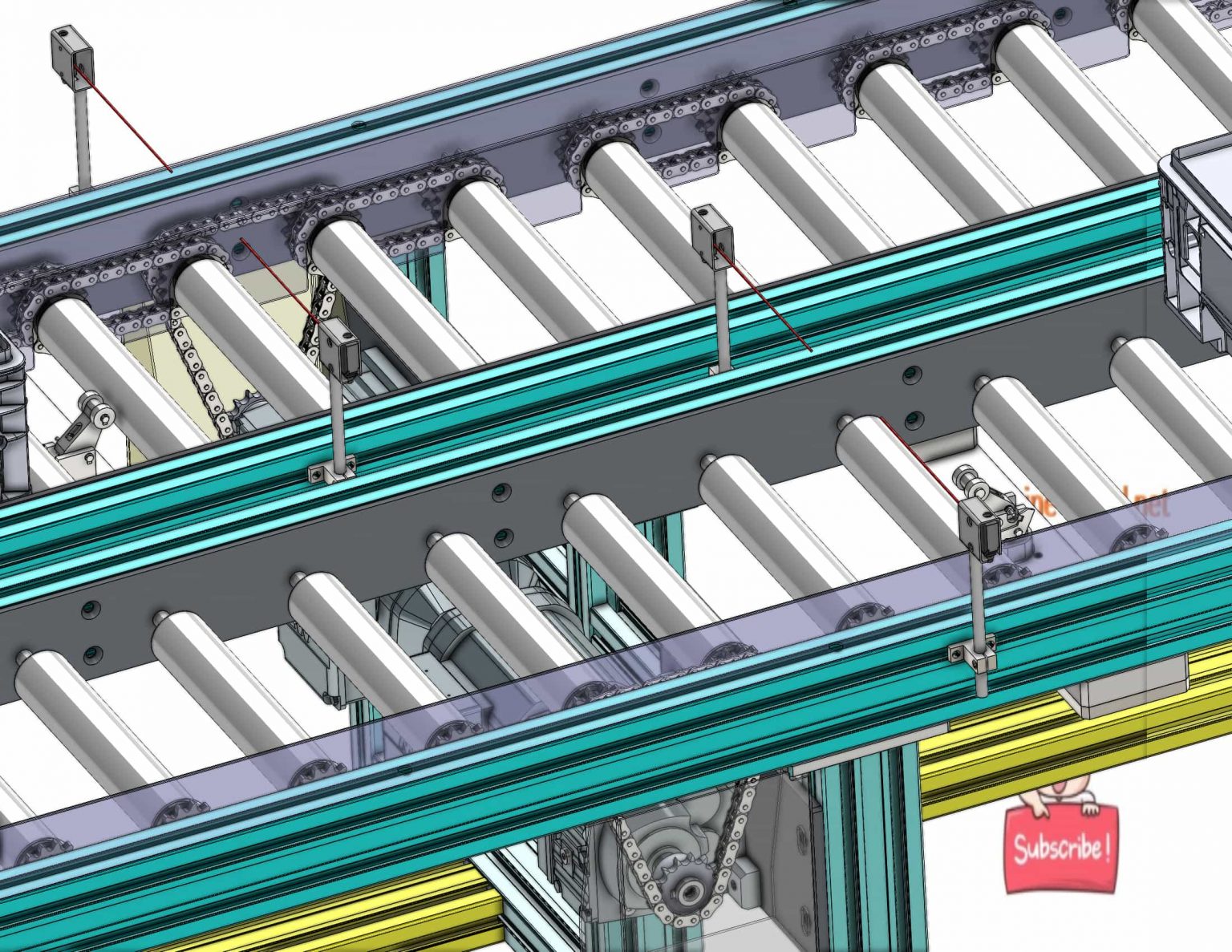 industrial 3D model Roller chain conveyor - MACHINE - WORLD