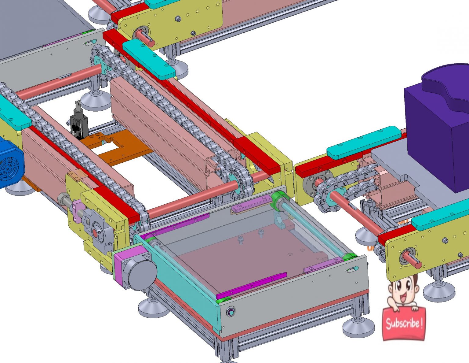 industrial 3D model multi station conveyor - MACHINE - WORLD