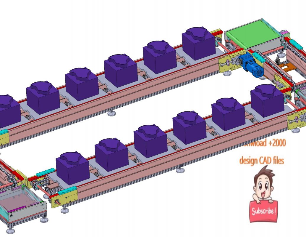 industrial 3D model multi station conveyor - MACHINE - WORLD