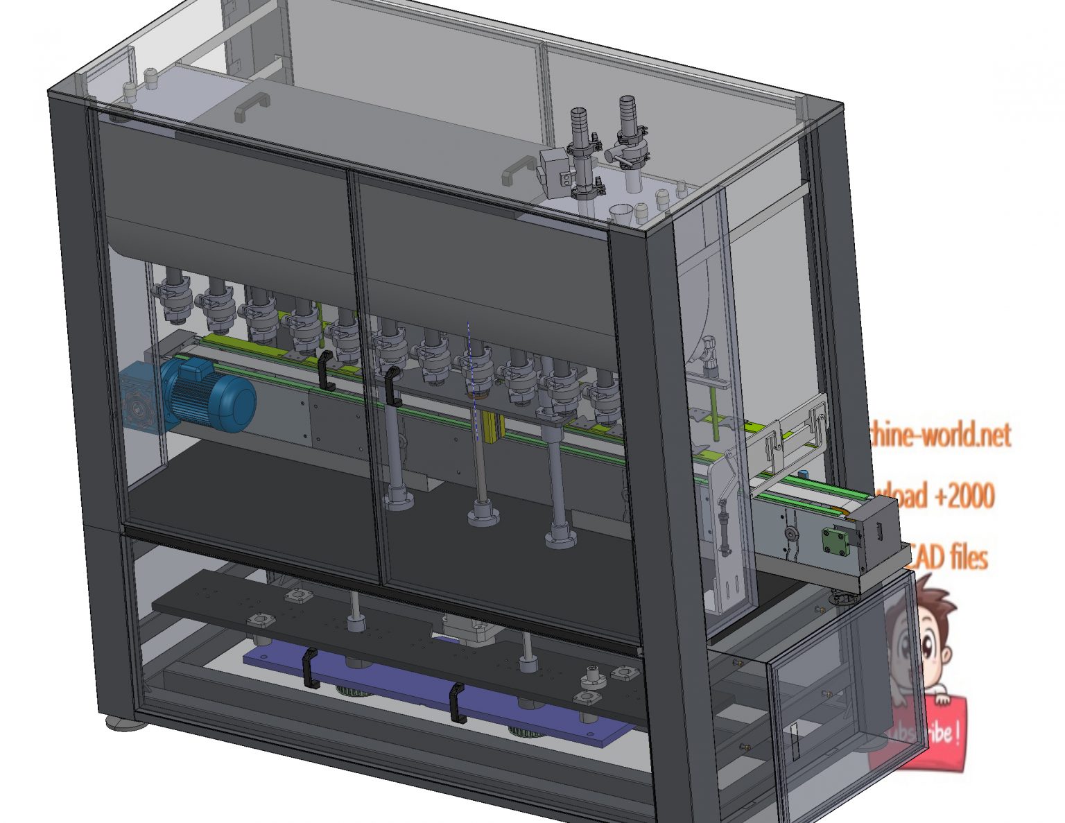 industrial 3D model 12 head linear filling machine - MACHINE - WORLD