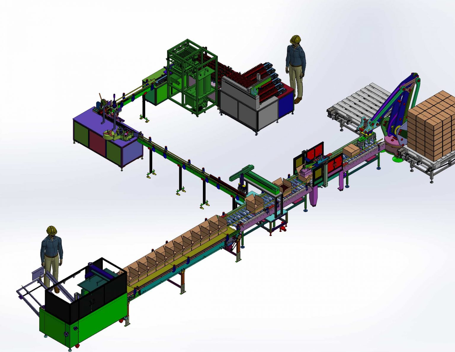 industrial 3D model Bottle carton packing line - MACHINE - WORLD