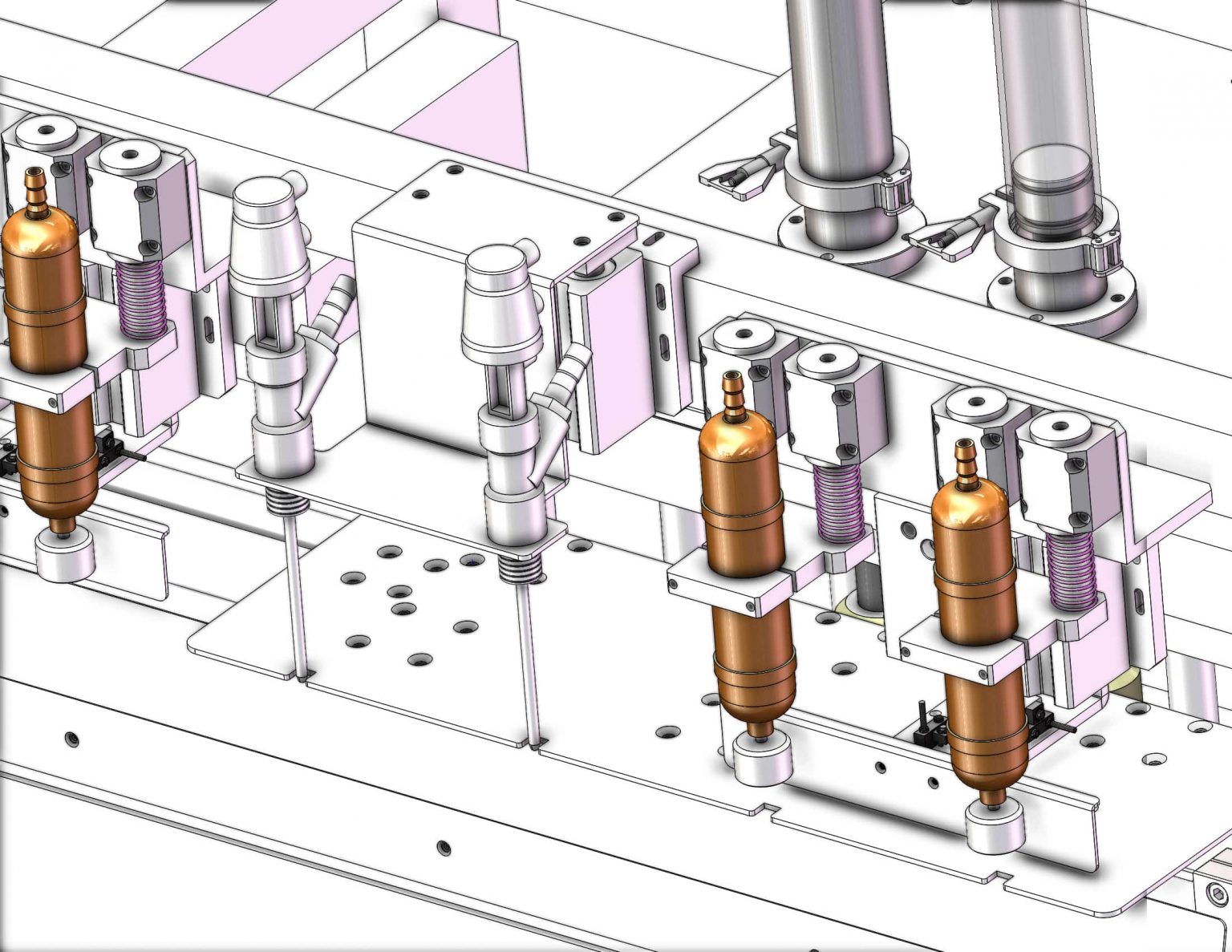 industrial 3D model Linear capping machine 5 heads, Bottle cap screwing ...