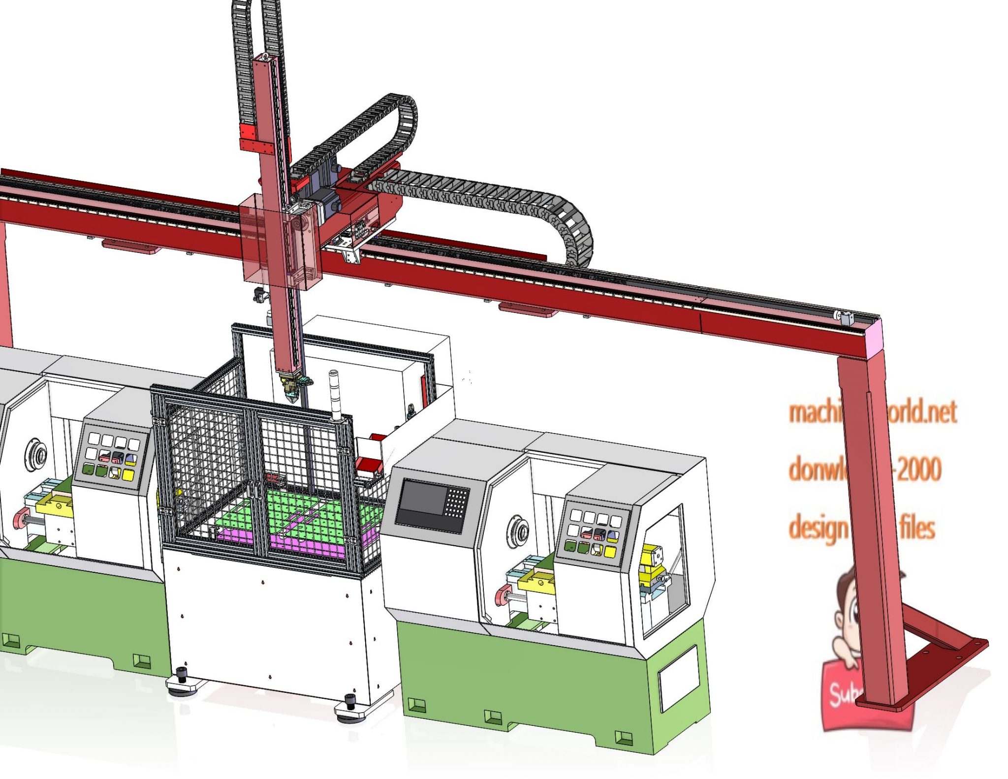 industrial 3D model CNC loading unloading machine - MACHINE - WORLD
