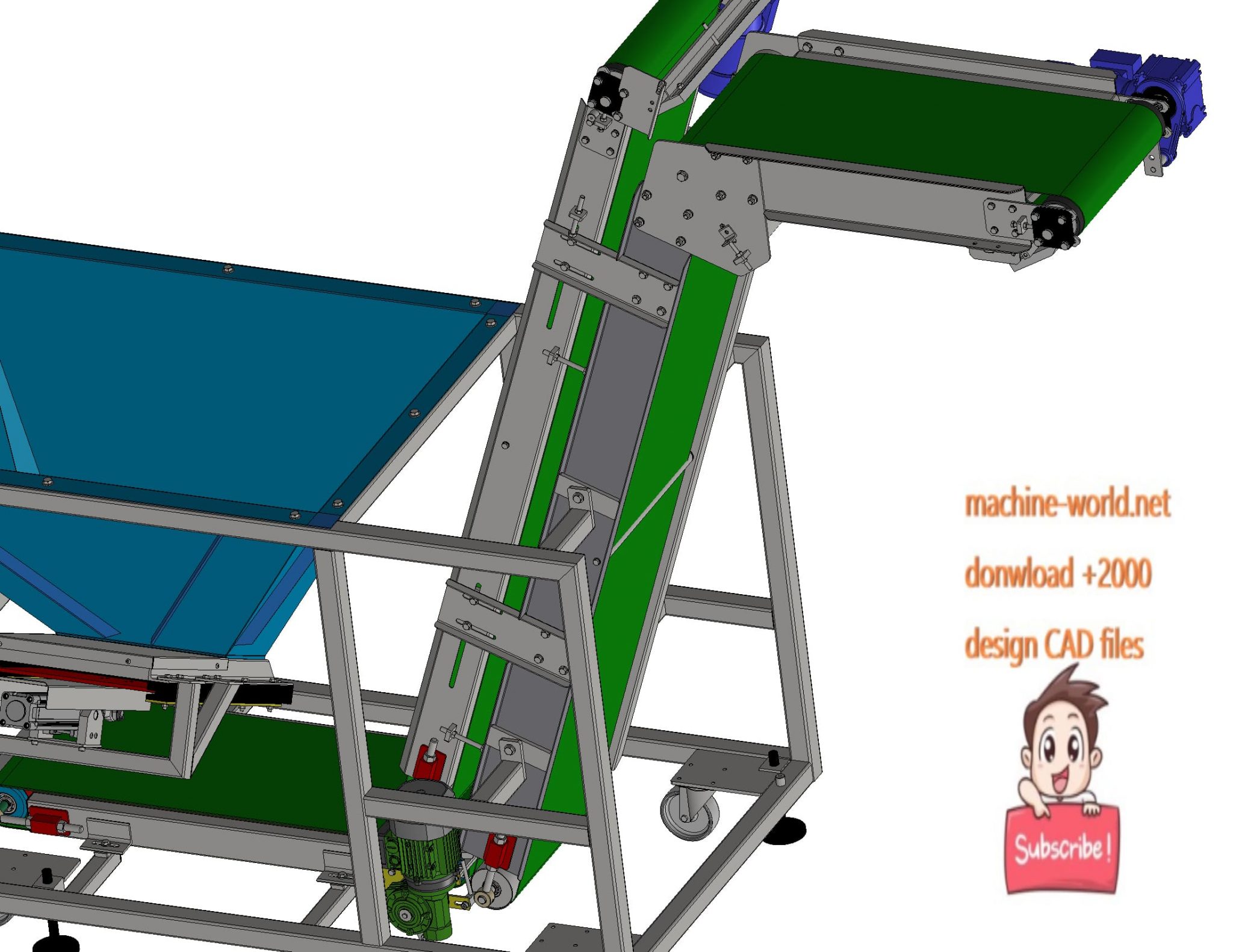 industrial 3D model Powder conveyor belt - MACHINE - WORLD