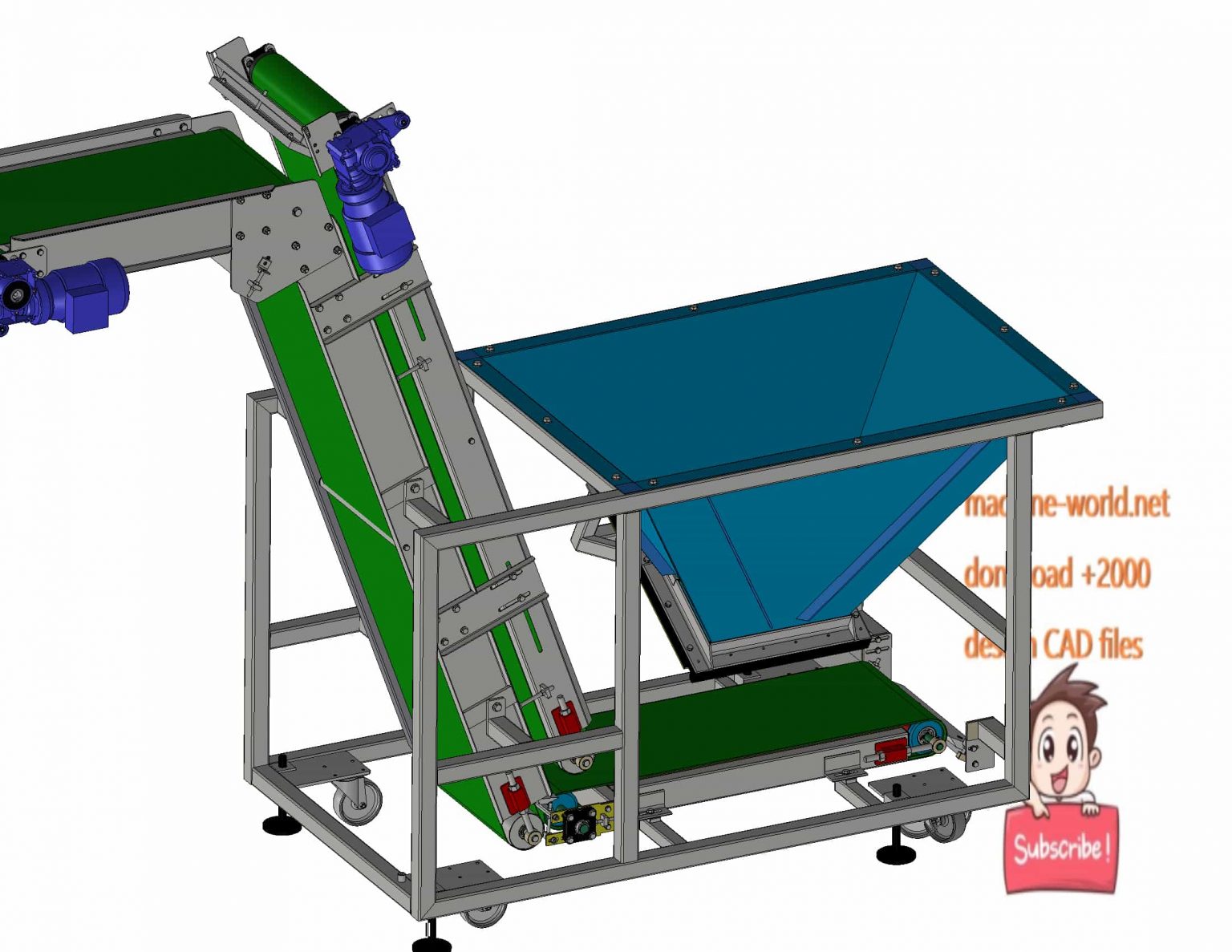 industrial 3D model Powder conveyor belt - MACHINE - WORLD