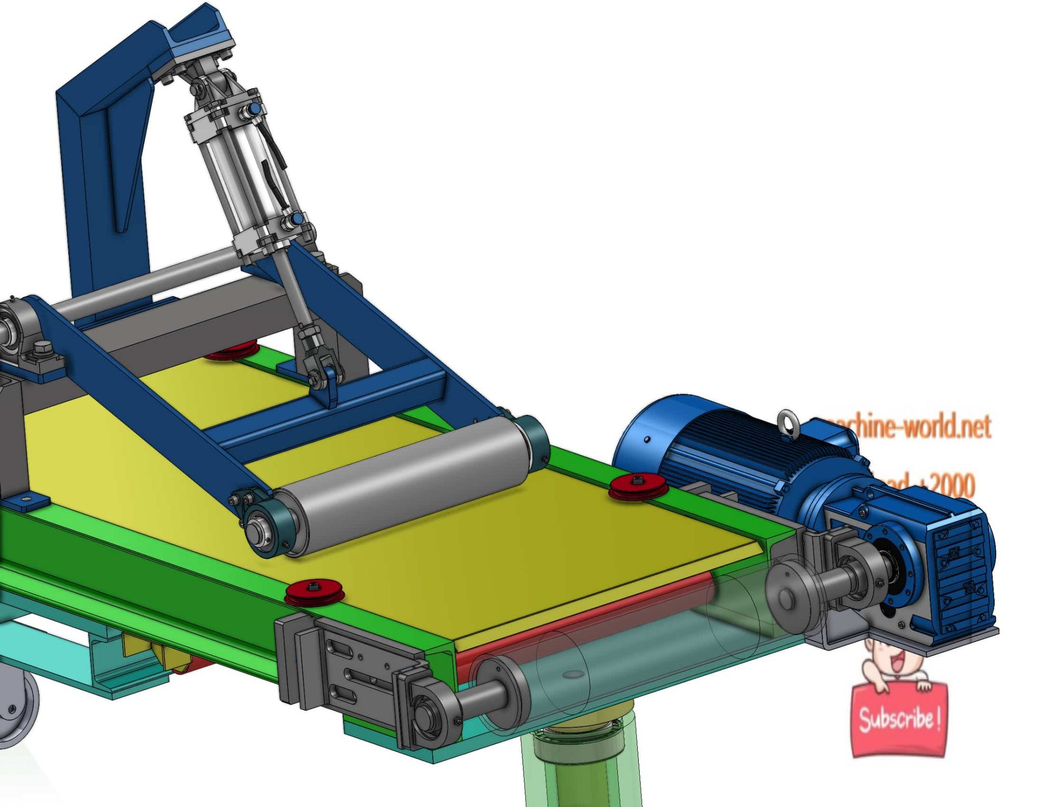 industrial 3D model Pressure roller rotating conveyor - MACHINE - WORLD