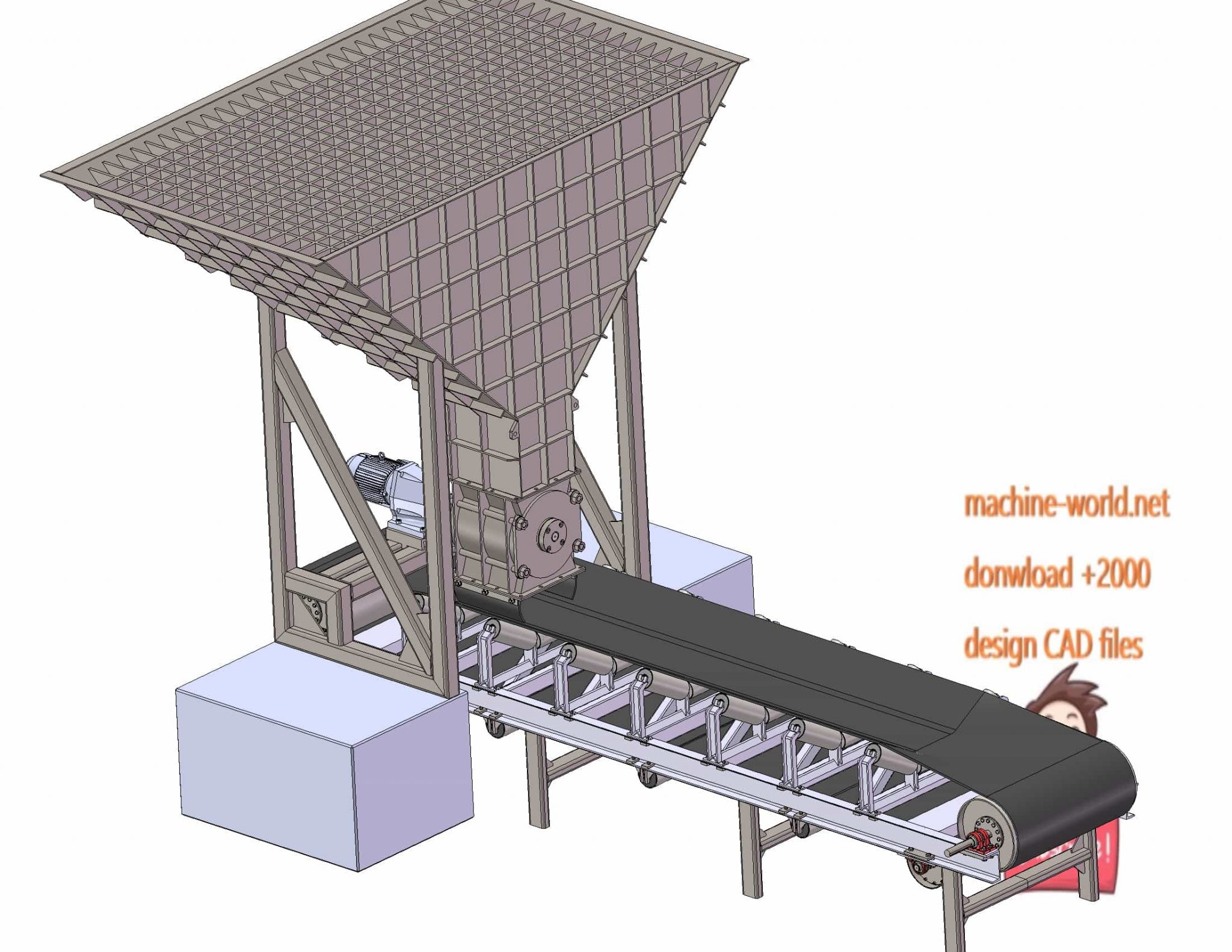 industrial 3D model Silo discharge valve conveyor - MACHINE - WORLD
