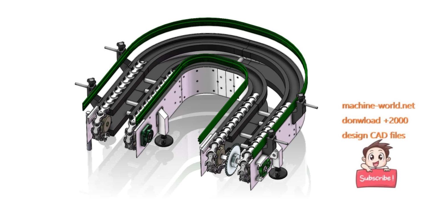 industrial 3D model curved chain conveyor - MACHINE - WORLD