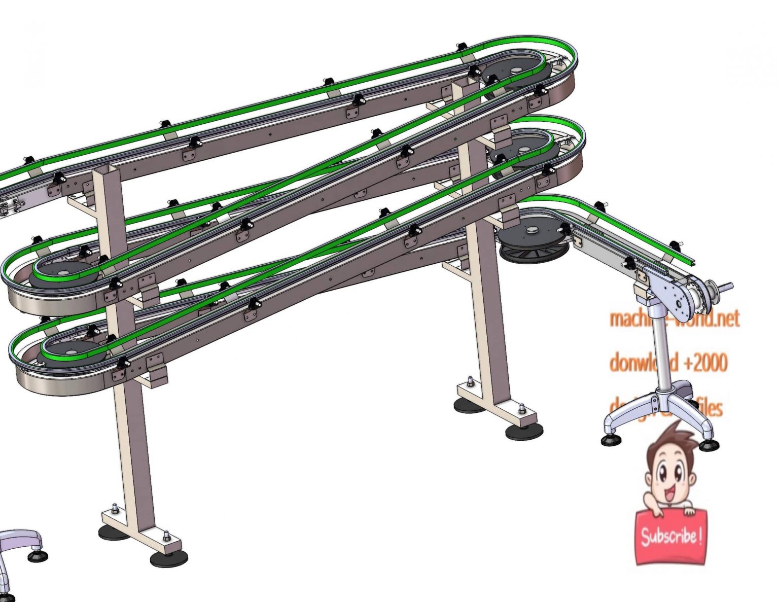 industrial 3D model rotary lifting conveyor - MACHINE - WORLD