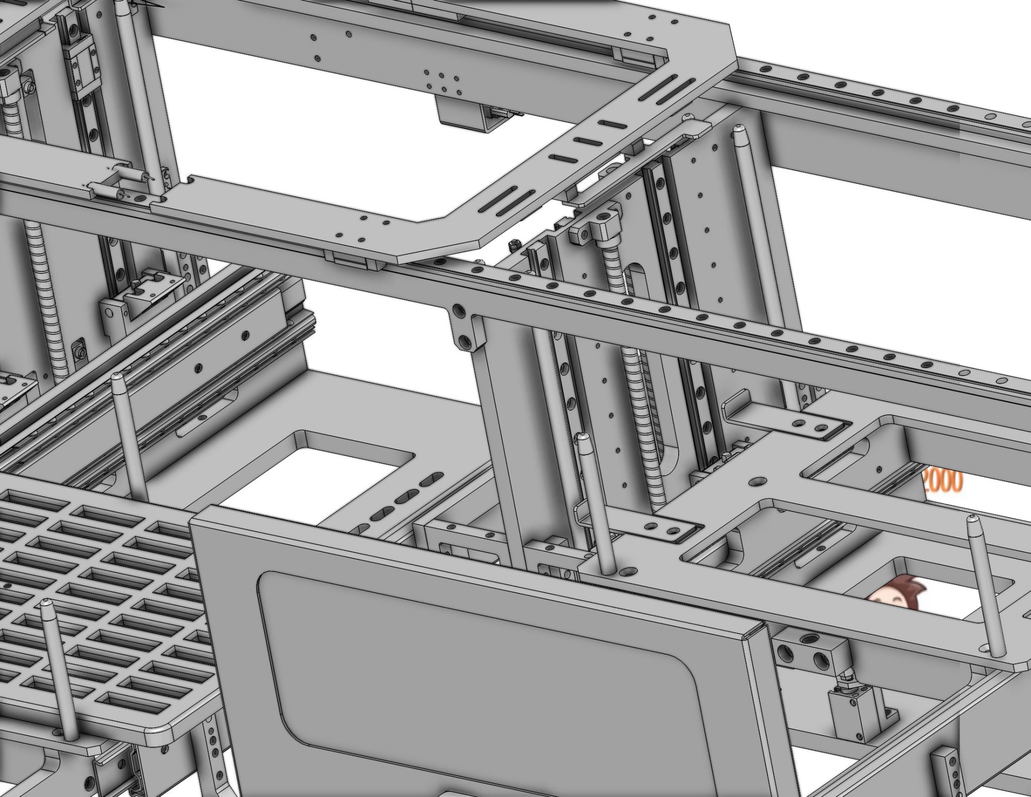 industrial 3D model pull type tray loading mechanism - MACHINE - WORLD