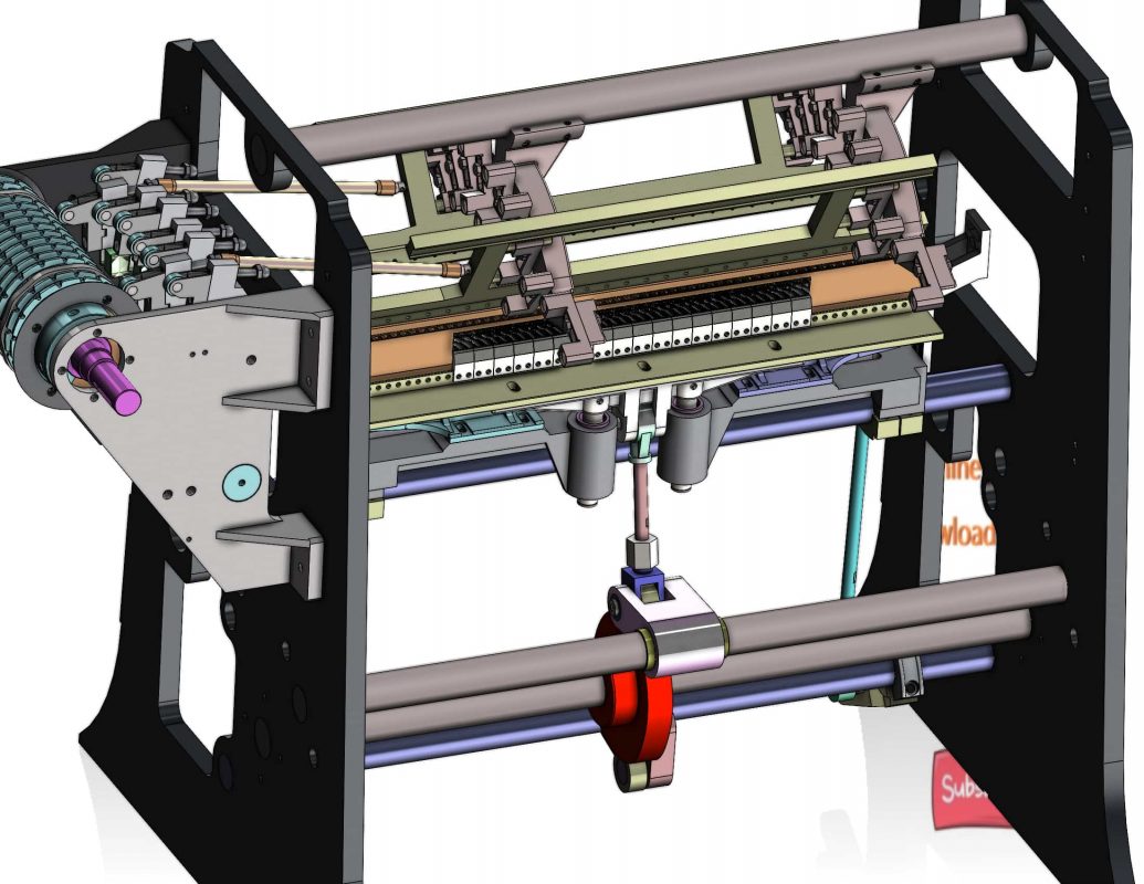 industrial 3D model warp knitting mechanism - MACHINE - WORLD