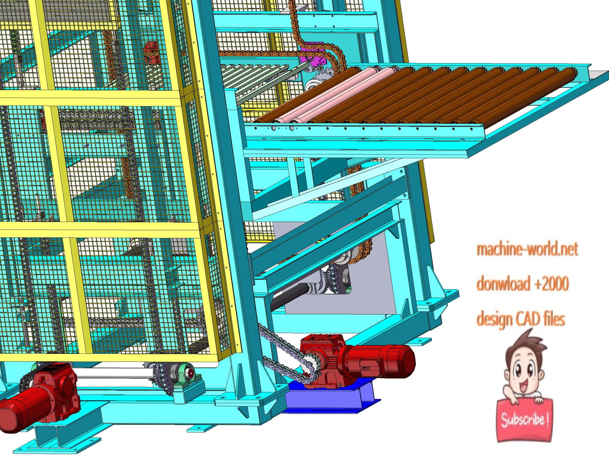 3D Elevators continuously transport warehouse goods - MACHINE - WORLD