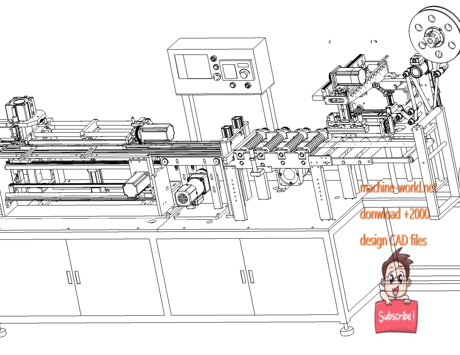 industrial 3D model Paper straw winding machine - MACHINE - WORLD