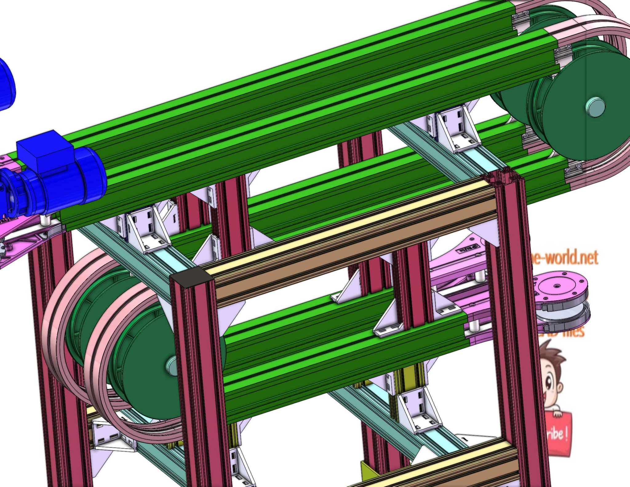 industrial 3D model bottle clamping chain conveyor - MACHINE - WORLD