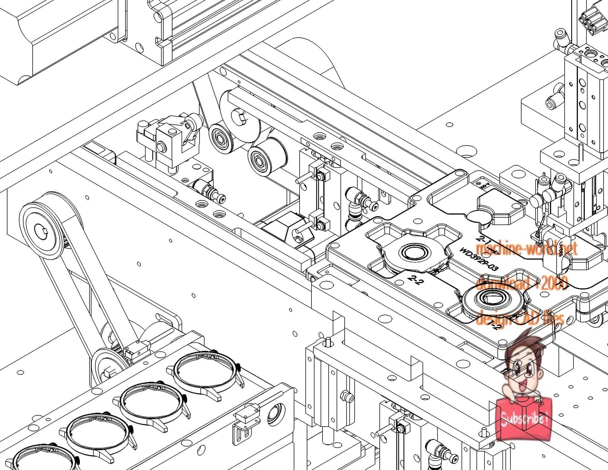 Industrial 3d Model Watch Screen Flip Glue Line Detection Machine Machine World