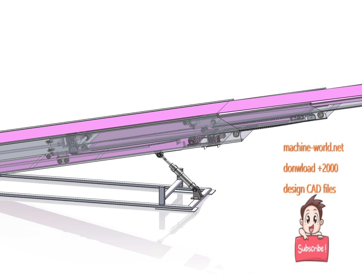 industrial 3D model Three part telescopic conveyor - MACHINE - WORLD