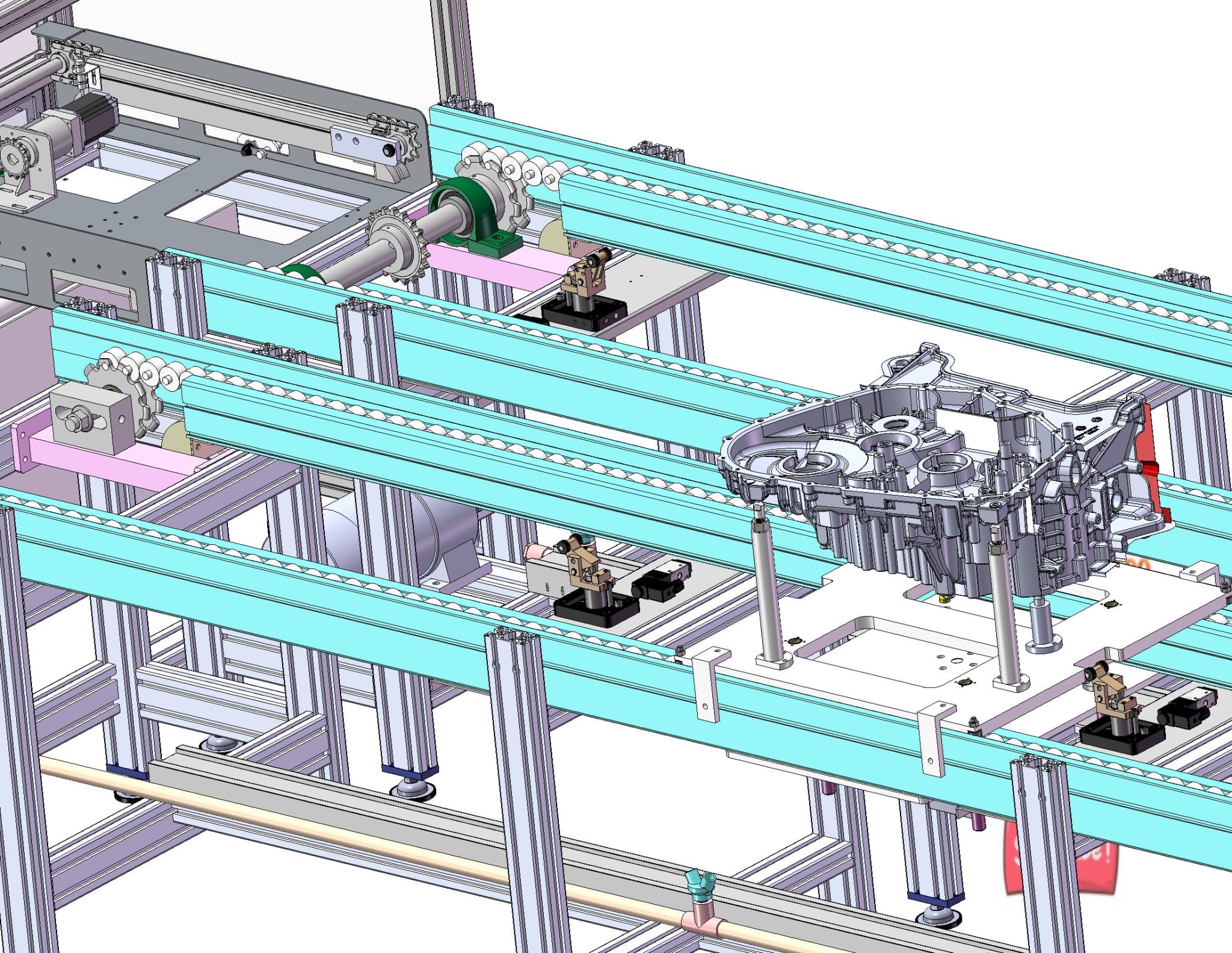 industrial 3D model engine frame assembly conveyor - MACHINE - WORLD
