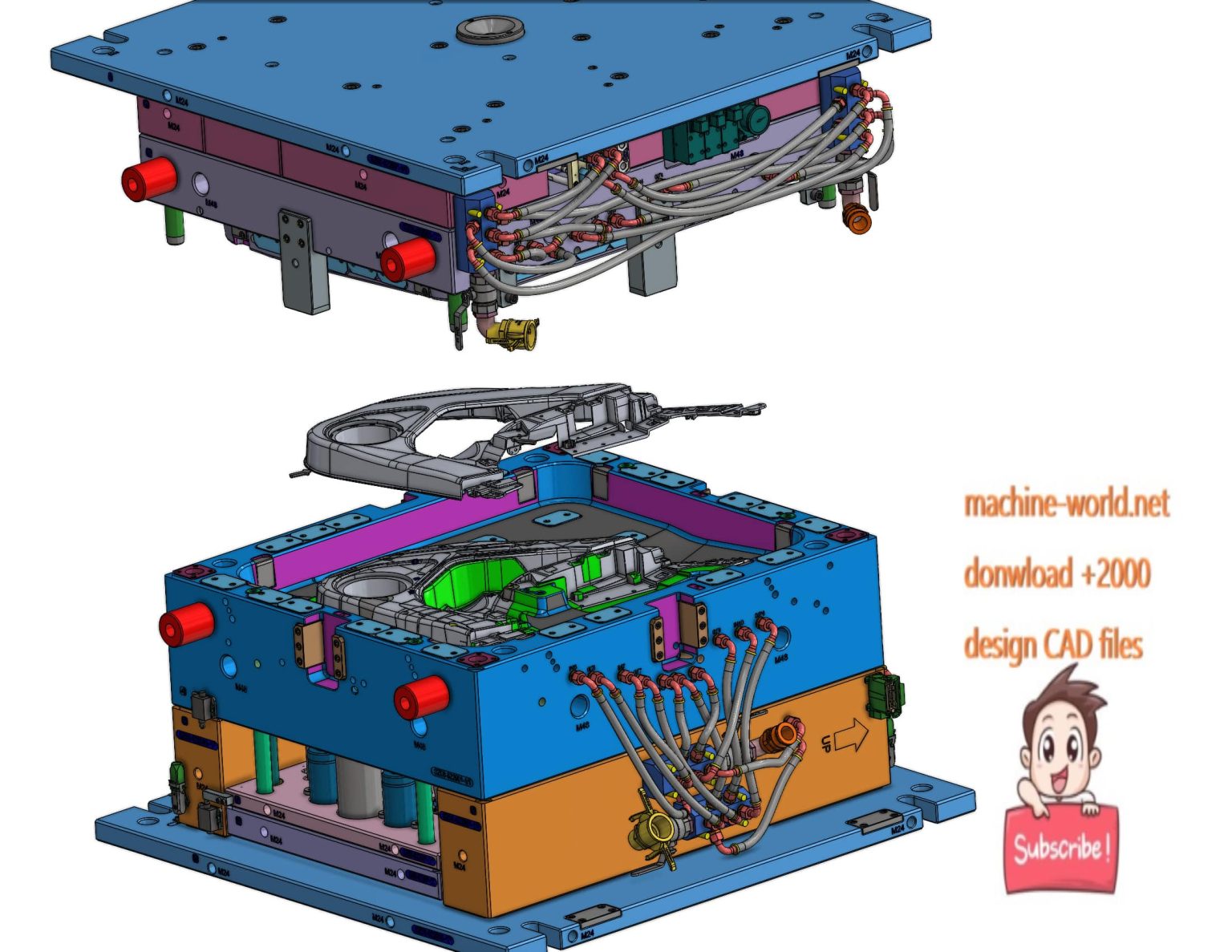 industrial 3D model Car door panel injection mold - MACHINE - WORLD