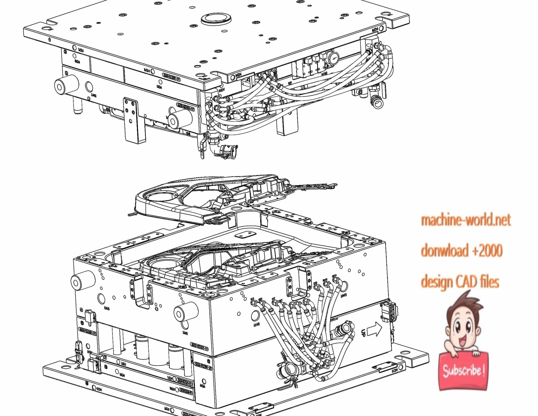 industrial 3D model Car door panel injection mold - MACHINE - WORLD