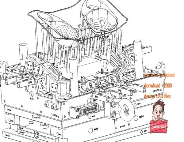 industrial 3D model Car light bottom shell injection mold - MACHINE - WORLD