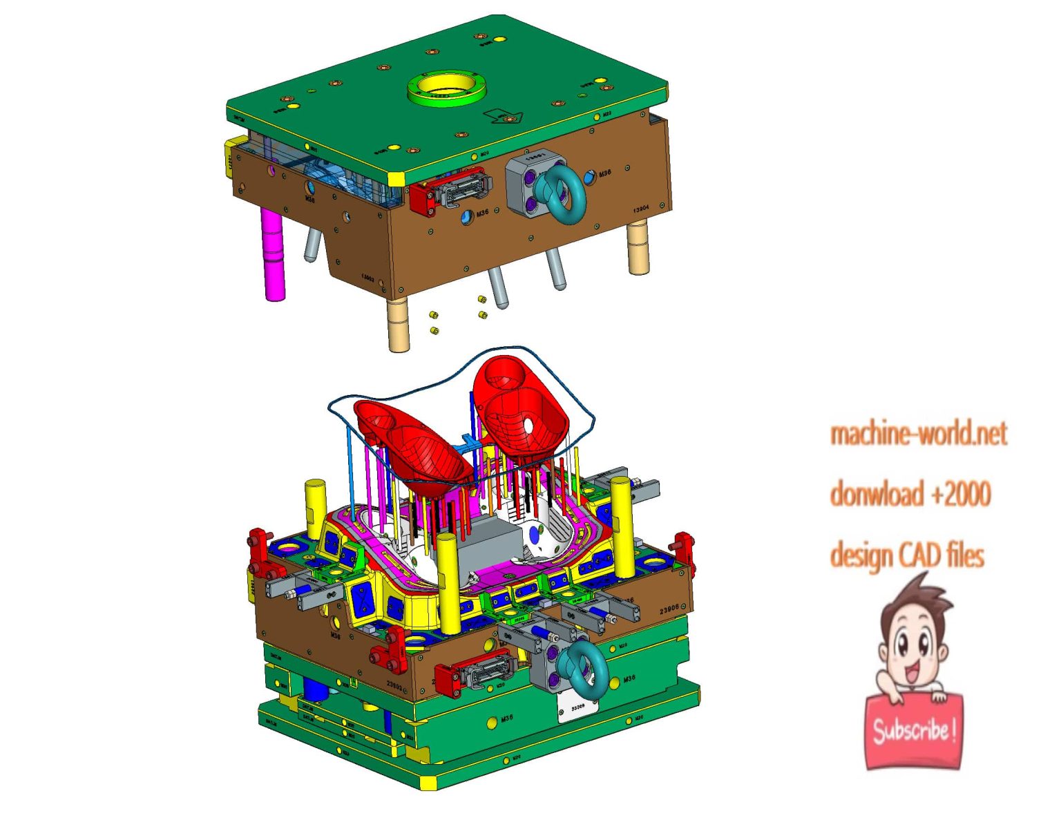 industrial 3D model Car light bottom shell injection mold - MACHINE - WORLD