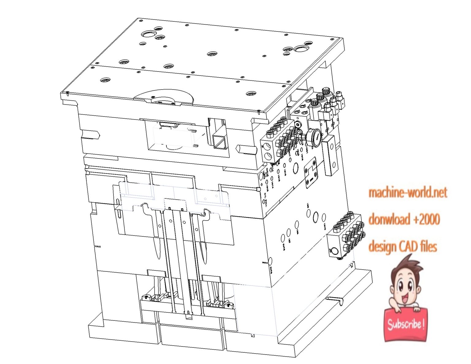 industrial 3D model Car rear door panel injection mold - MACHINE - WORLD