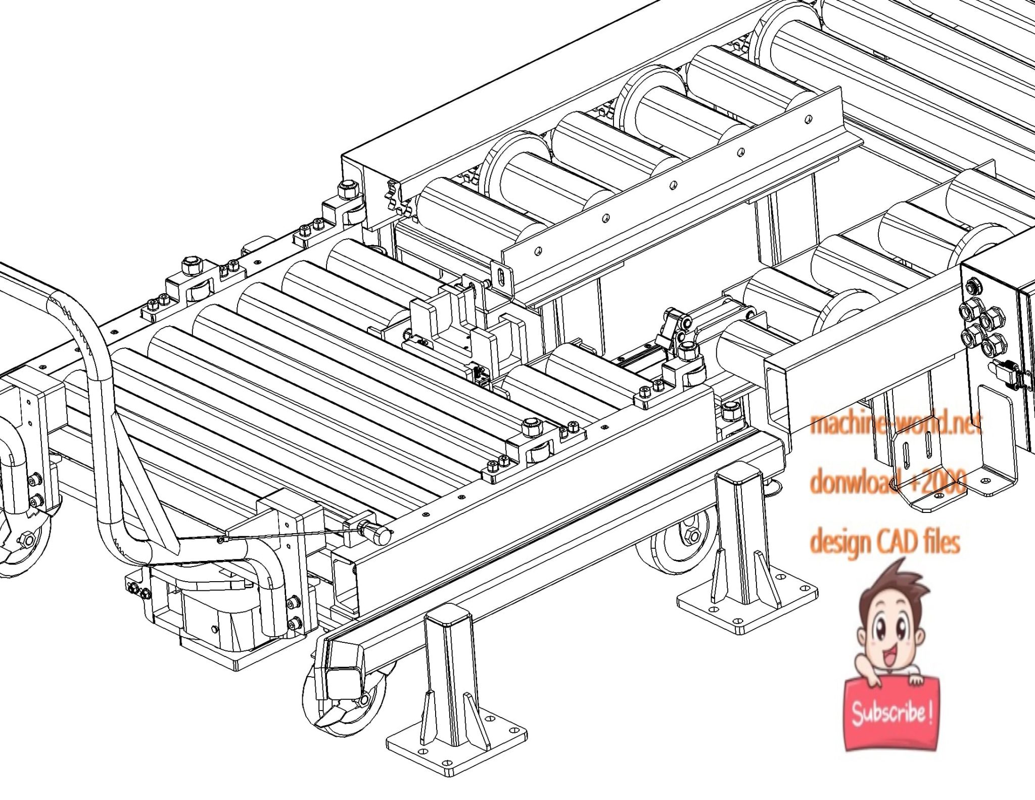 industrial 3D model Loading unloading roller conveyor - MACHINE - WORLD