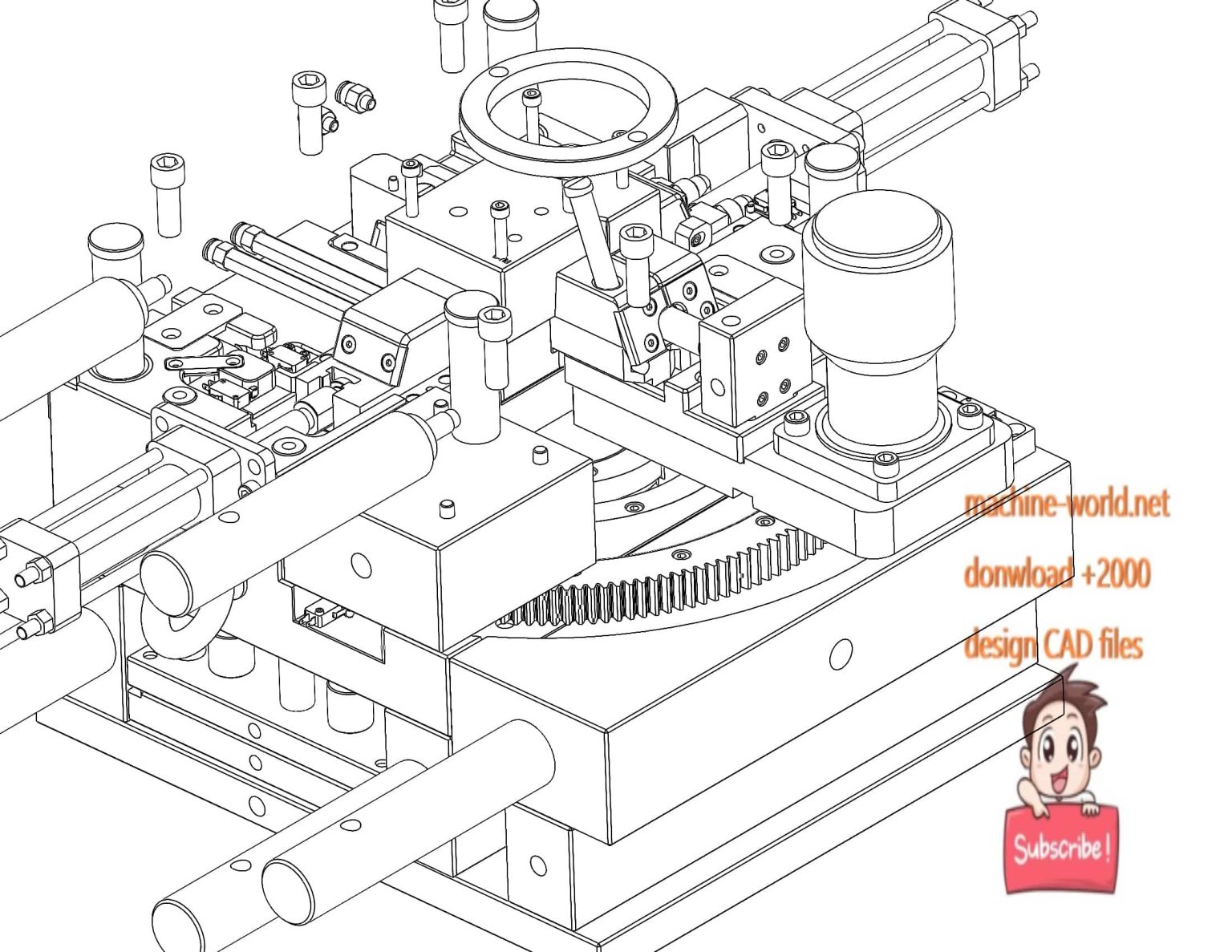 industrial 3D model curved tube core injection mold - MACHINE - WORLD