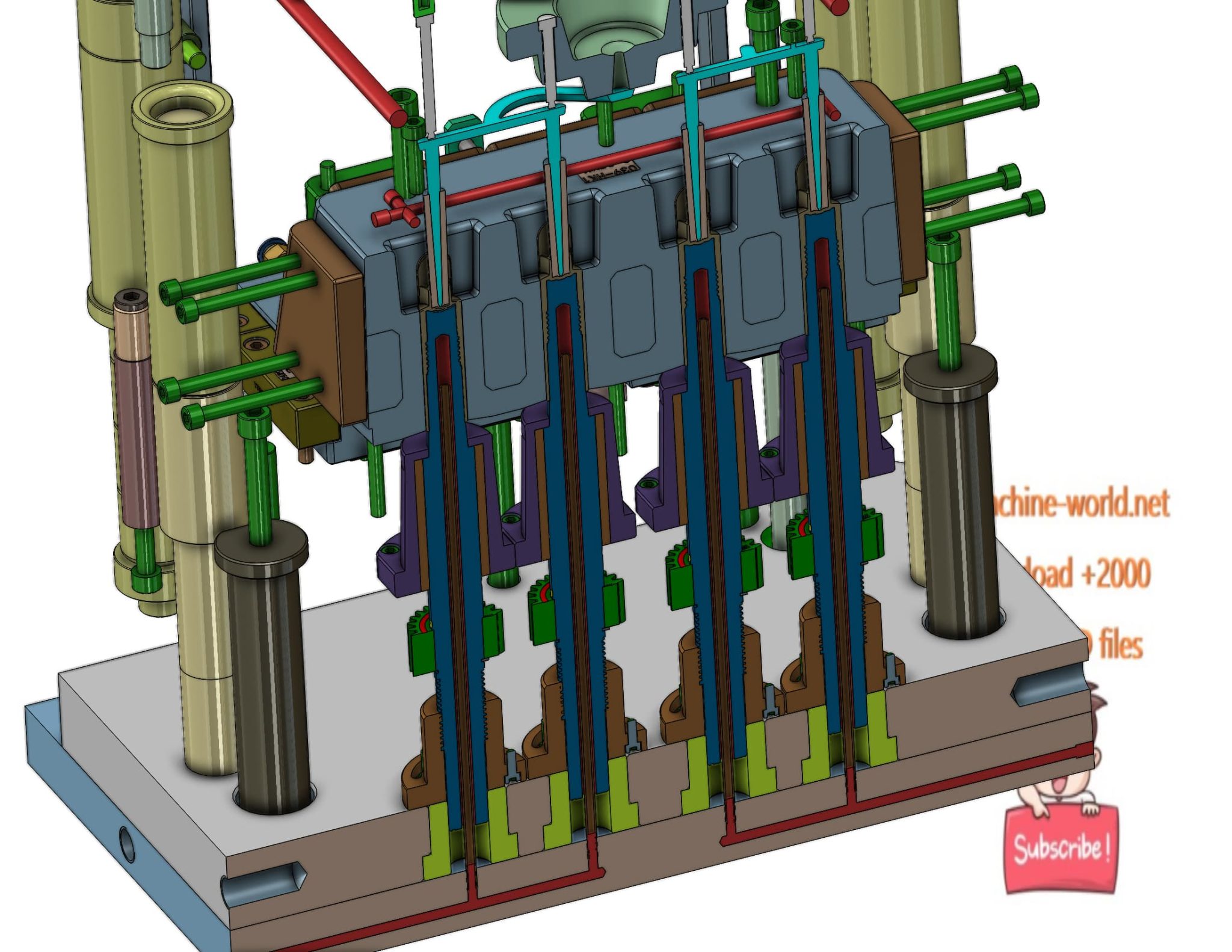 industrial 3D model mop handle injection mold - MACHINE - WORLD