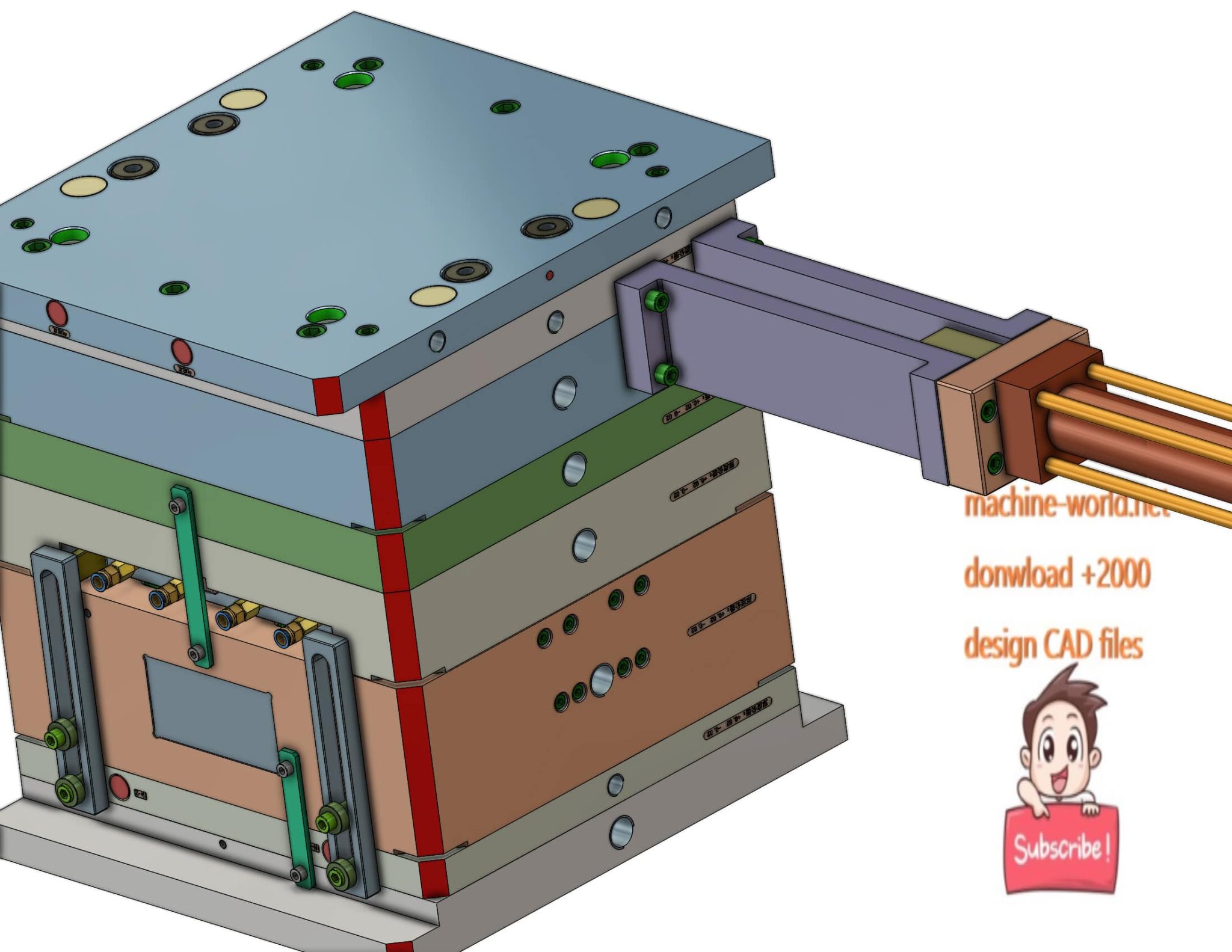 industrial 3D model mop handle injection mold - MACHINE - WORLD