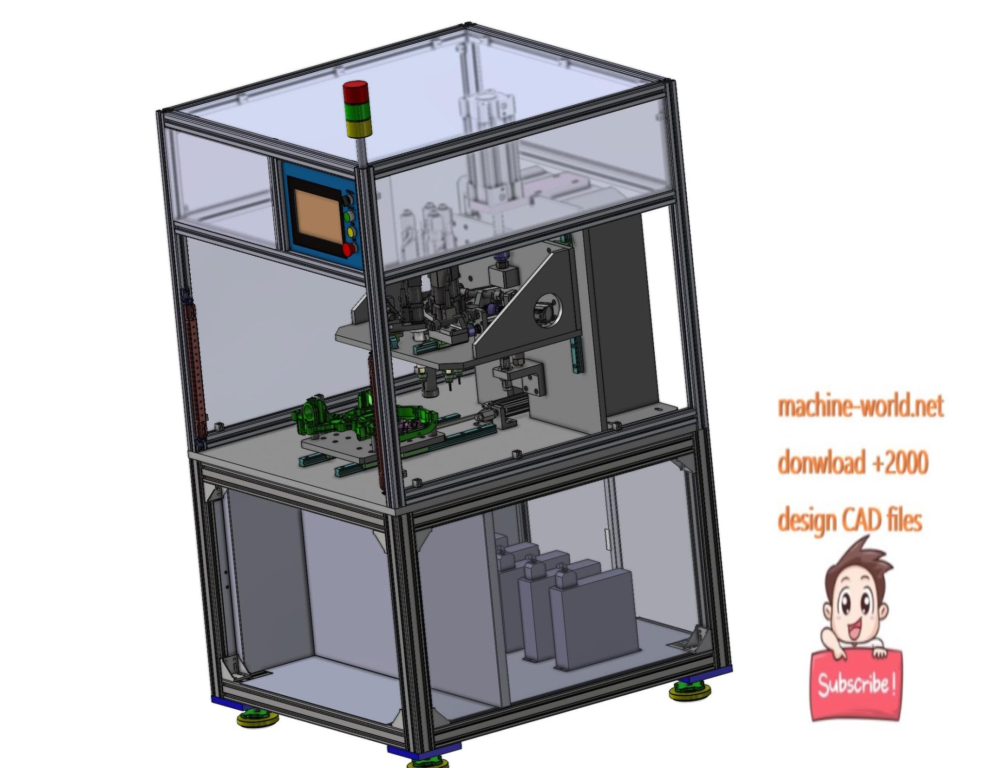 industrial 3D model Vacuum tube screw locking mechanism - MACHINE - WORLD