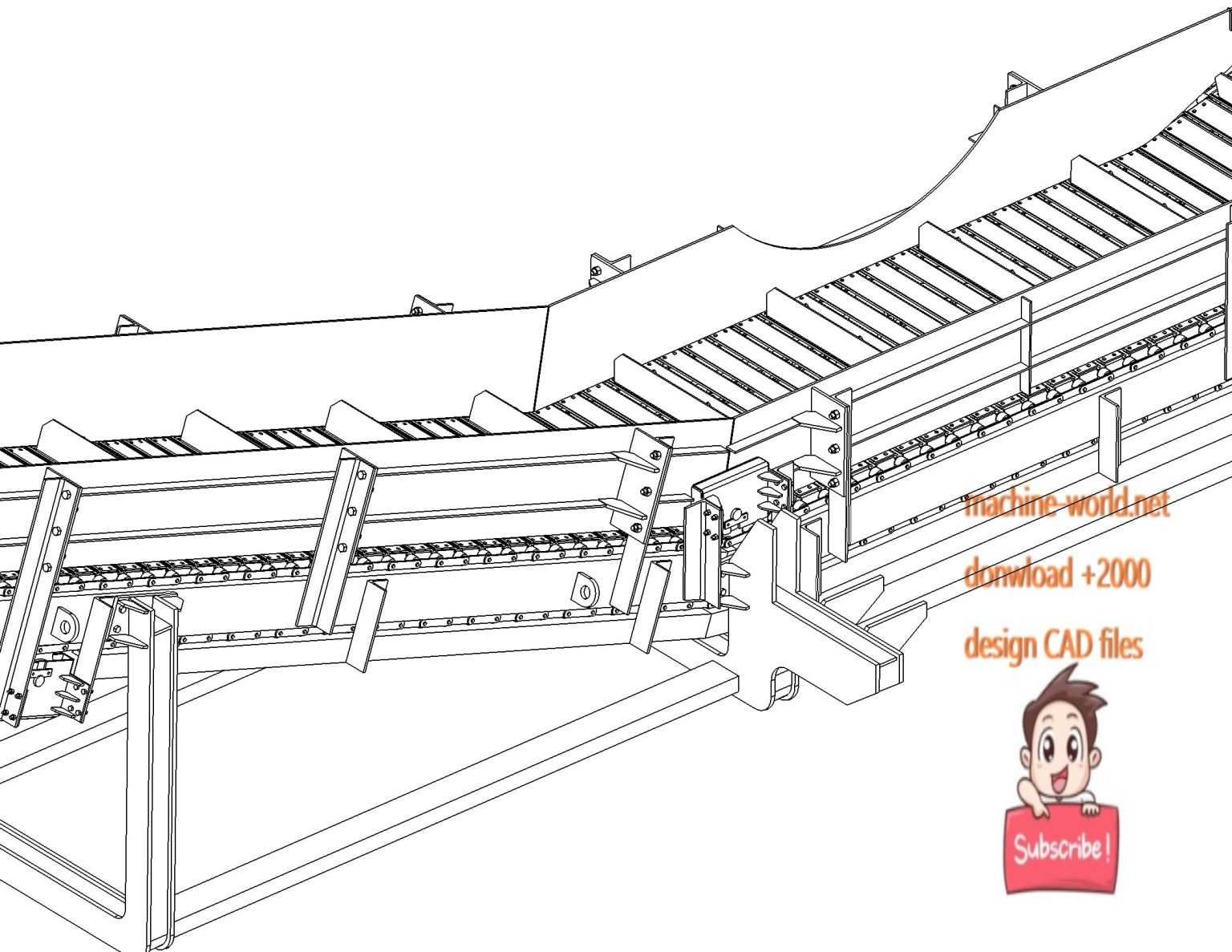 industrial 3D model chain conveyor - MACHINE - WORLD